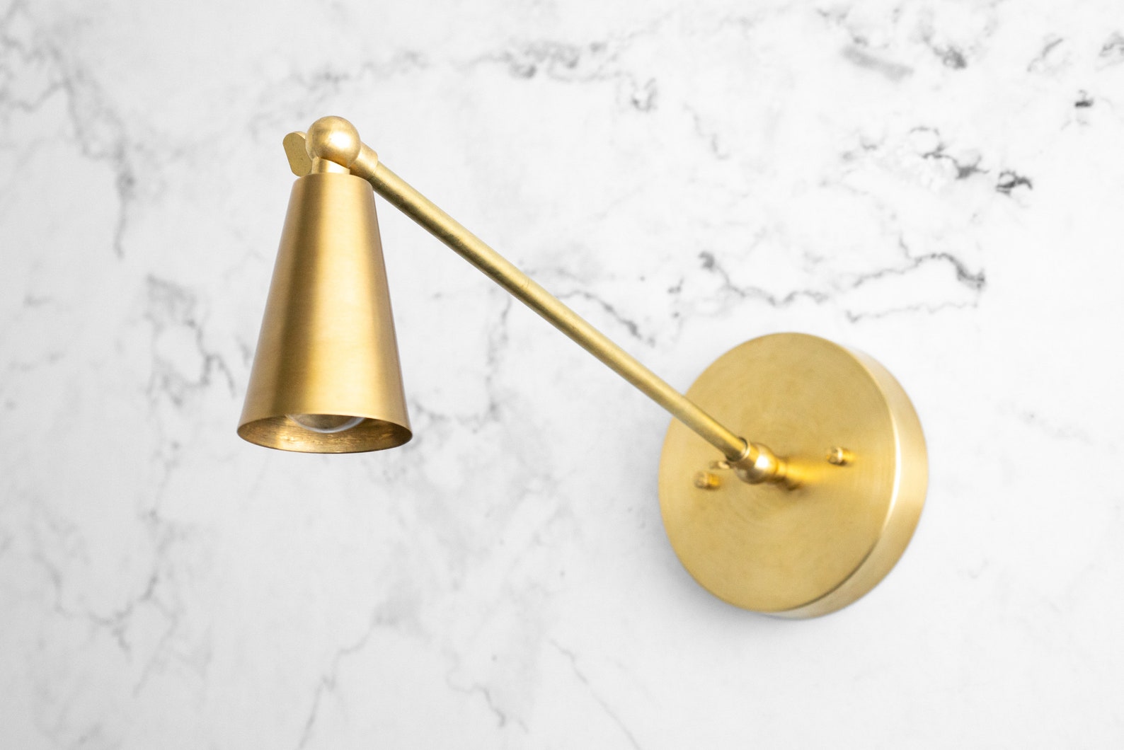 Brass Cone Sconce Wall Sconce Light Swing Arm Sconce Art - Etsy
