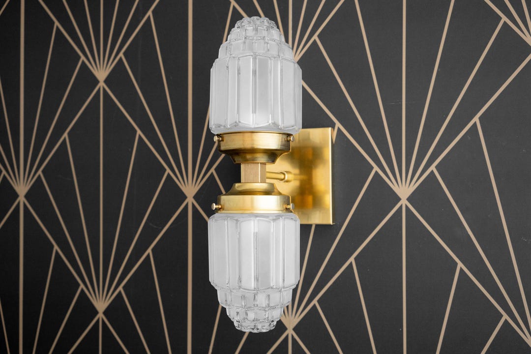 Deco Wall Sconce - Brass Sconce - Art Deco Globe - Wall Lamp - Art Deco ...