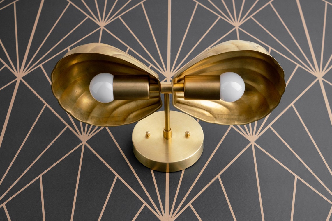Shell Shade Art Deco Vanity Bathroom Lighting Wall - Etsy