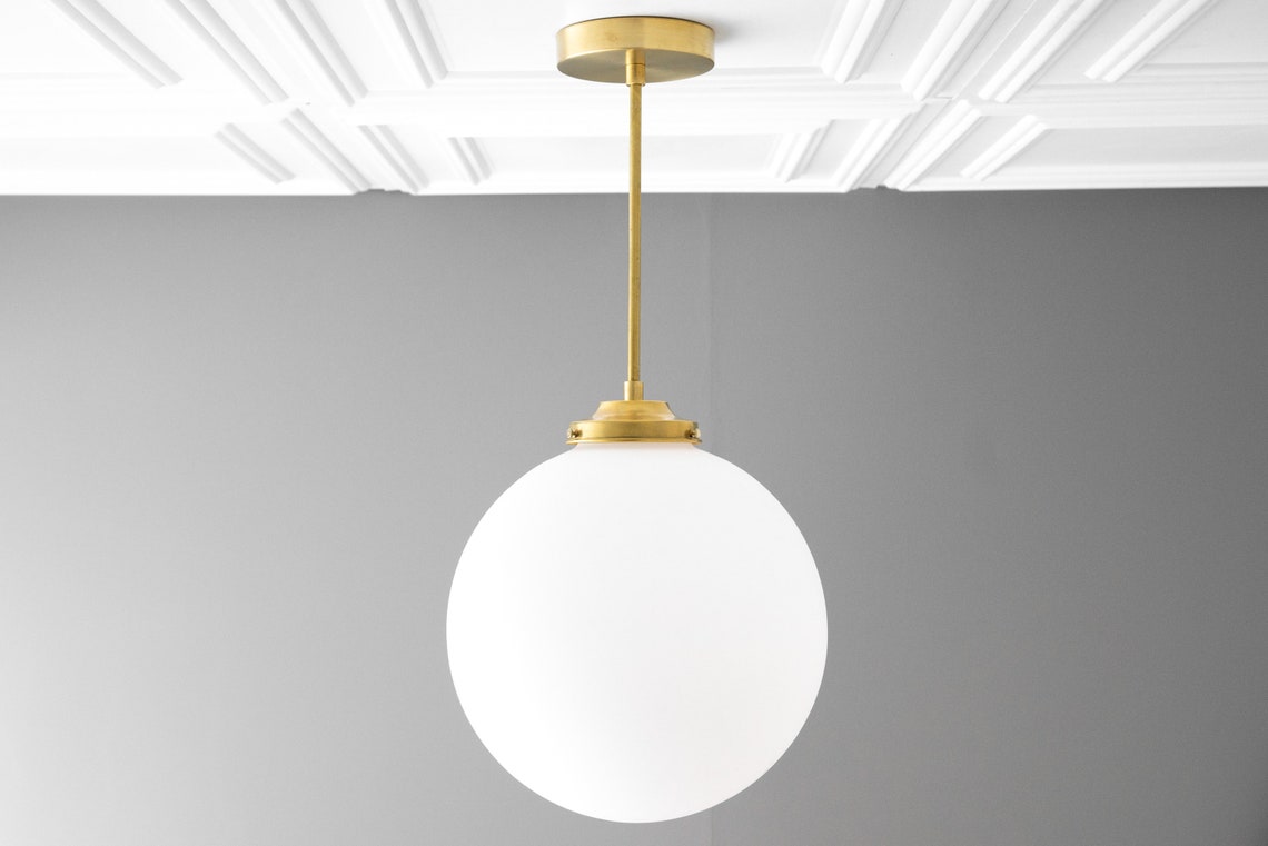 12 Inch Satin Glass Globe Light Matte Glass Pendant Large - Etsy
