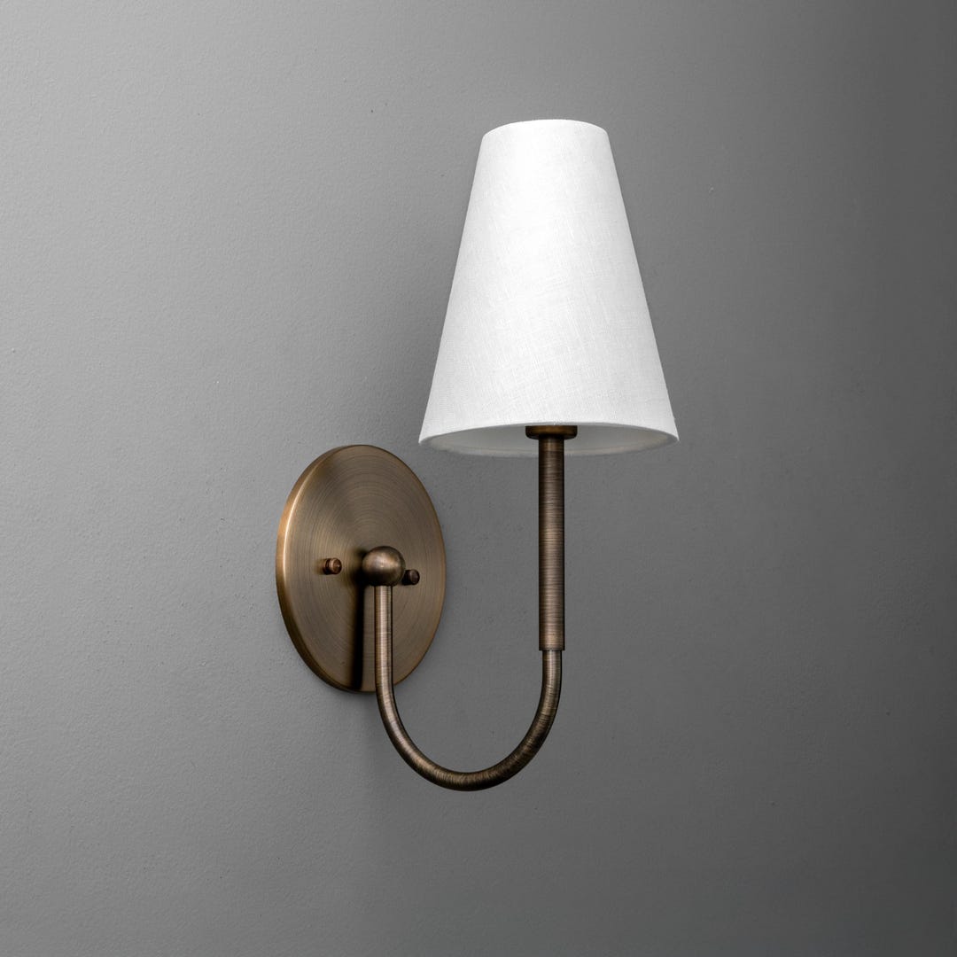 Sconce Light-antique Brass Sconce-linen Shade Lamp-classic Wall Light ...