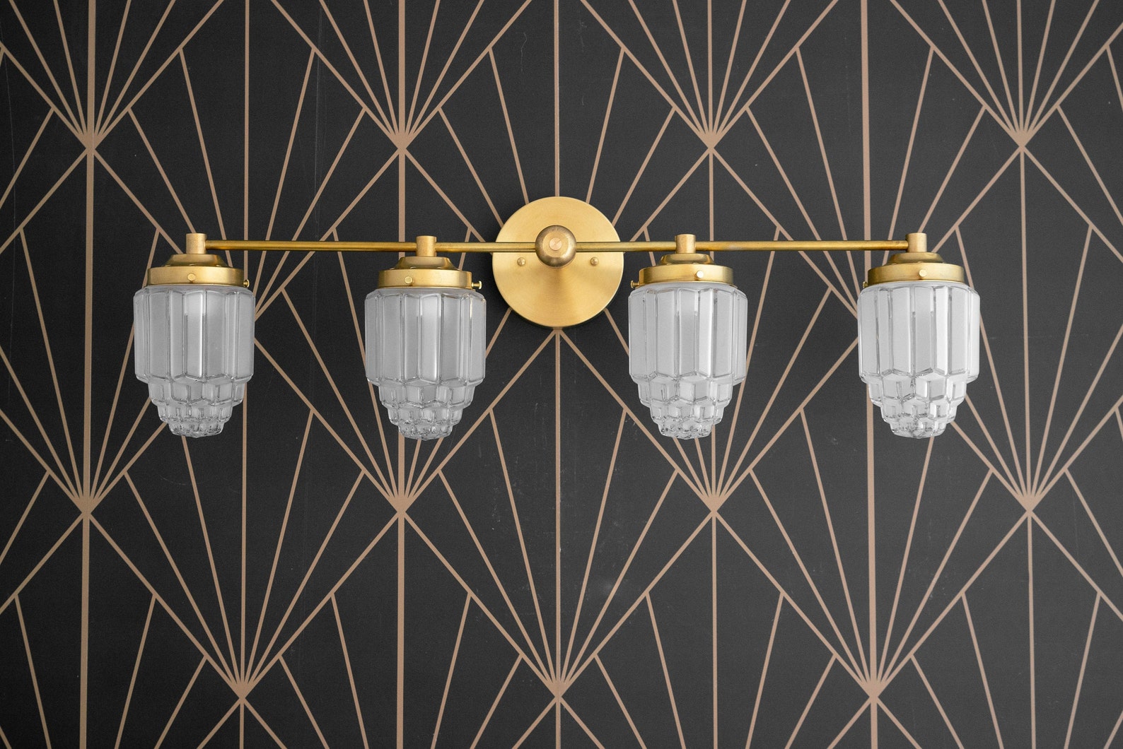 Art Deco Vanity Wide Vanity Light 4 Bulb Vanity Bathroom - Etsy Canada