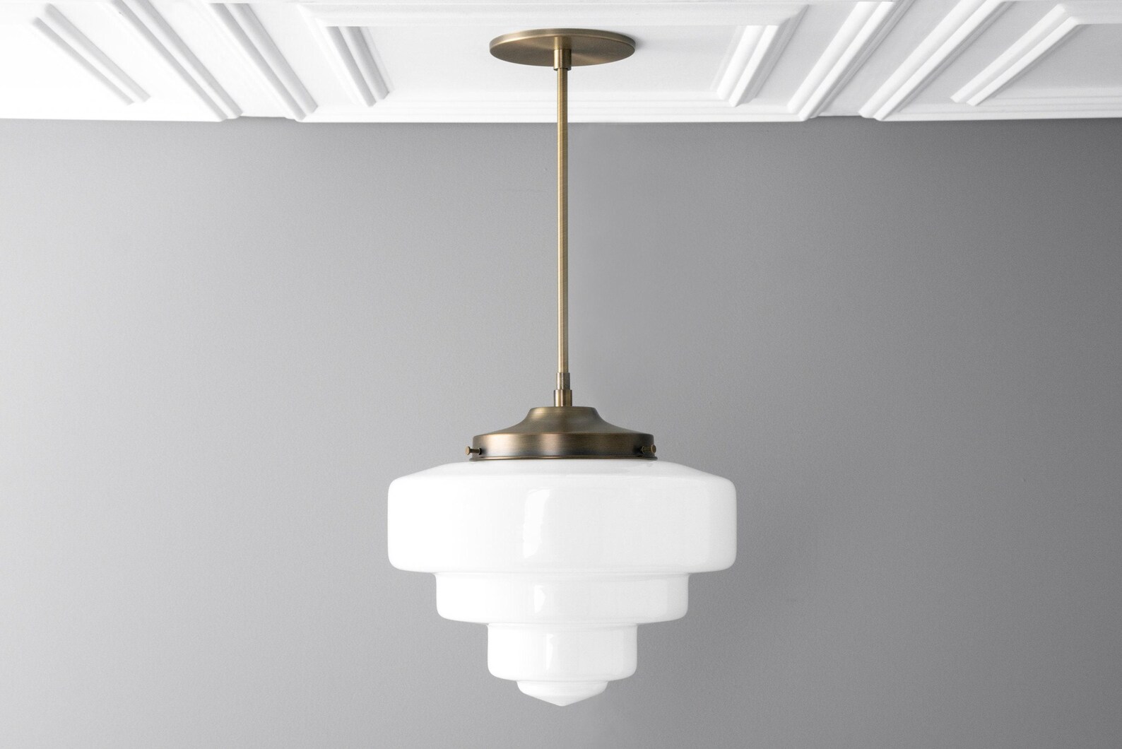 Downrod Pendant - Wedding Cake Shade - Made in USA - Light Fixture ...