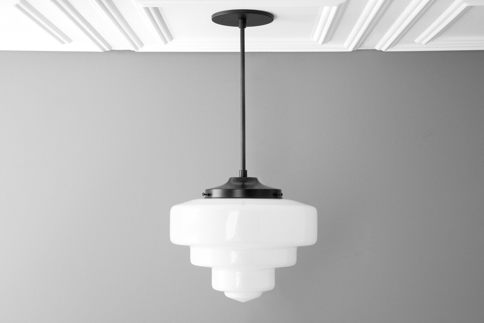 Downrod Pendant - Wedding Cake Shade - Made in USA - Light Fixture ...