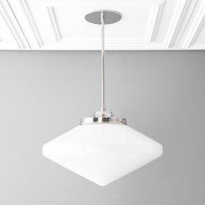 16in Large Glass Shade Ceiling Lighting Light Fixture Downrod Pendant ...