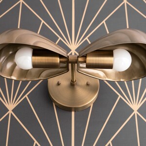 Shell Shade Art Deco Vanity Bathroom Lighting Wall Lights Brass ...
