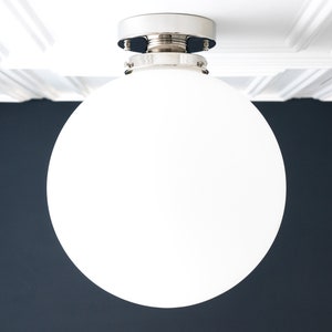 Frosted Glass Light 12 Inch Globe Art Deco Lighting Flush Mount Light ...