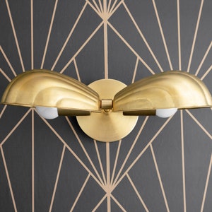 Shell Shade Art Deco Vanity Bathroom Lighting Wall Lights Brass ...