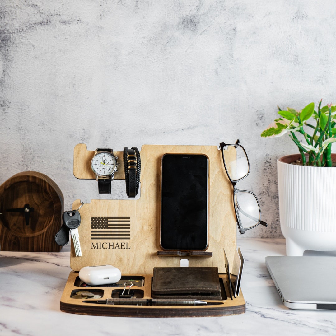 Nightstand Docking Station Wood Charging Station Modern Docking Station ...