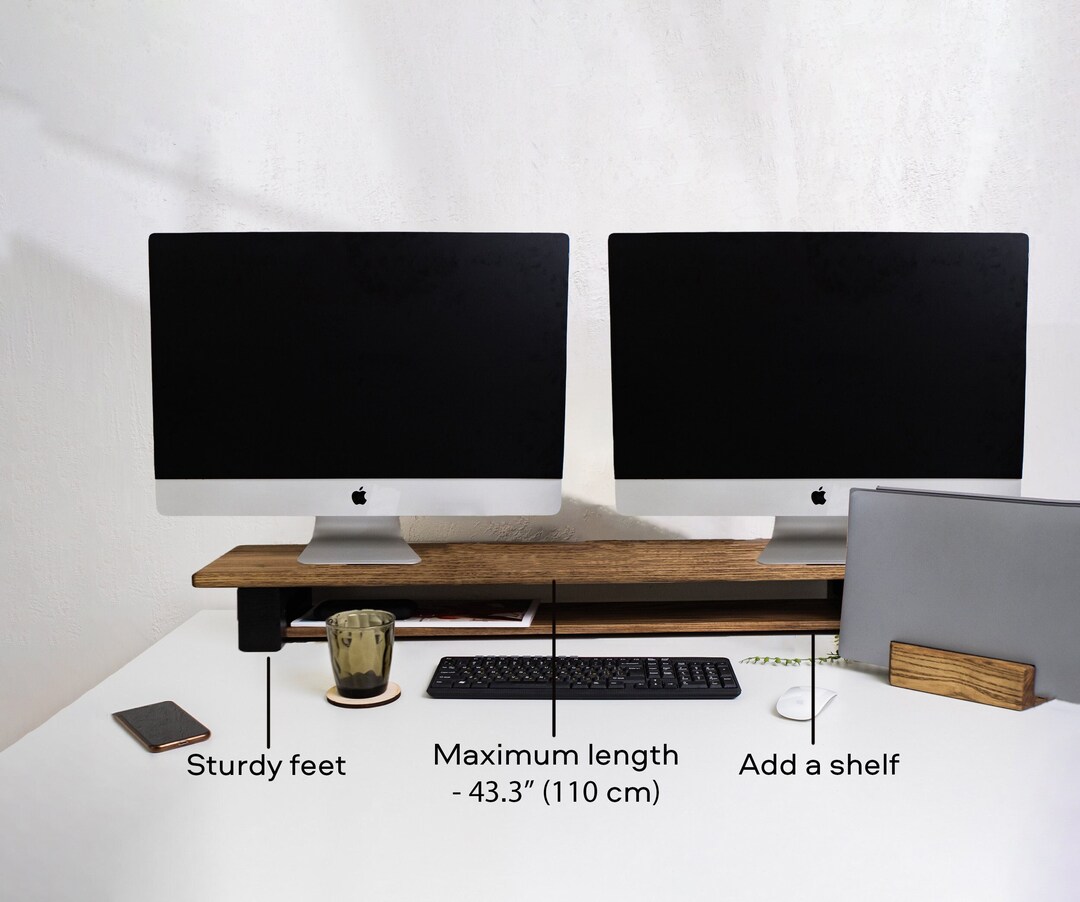 Stand for Monitor, Large Monitor Stand Dual Monitor Riser Wooden ...