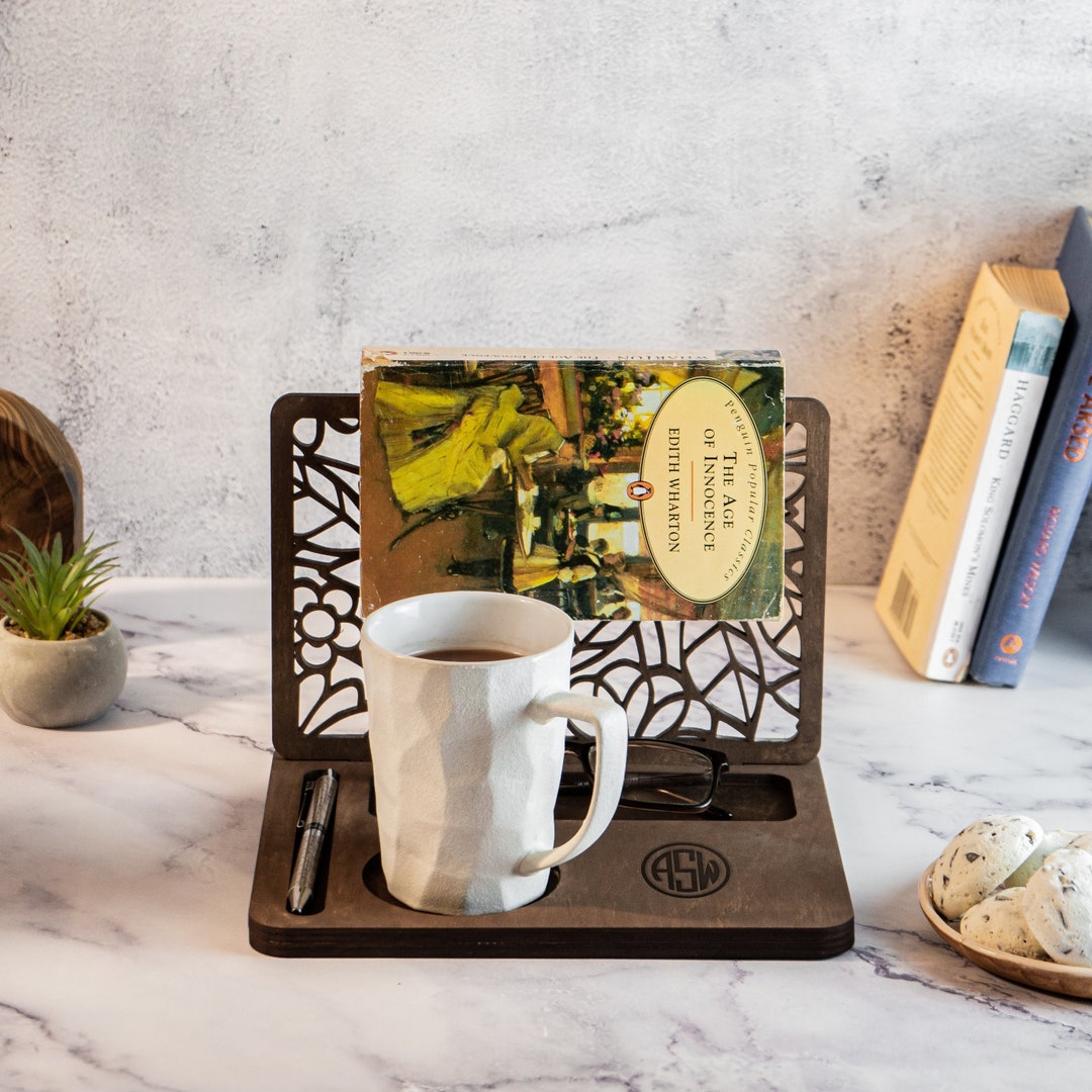 Wooden Book Valet Tray, Page Saver Book Stand, Personalized Book Lover ...