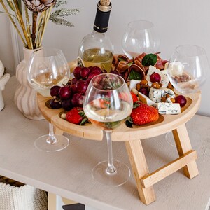 Folding Wine Table for Outdoor, Mini Wine Table, Wine Caddy Charcuterie ...