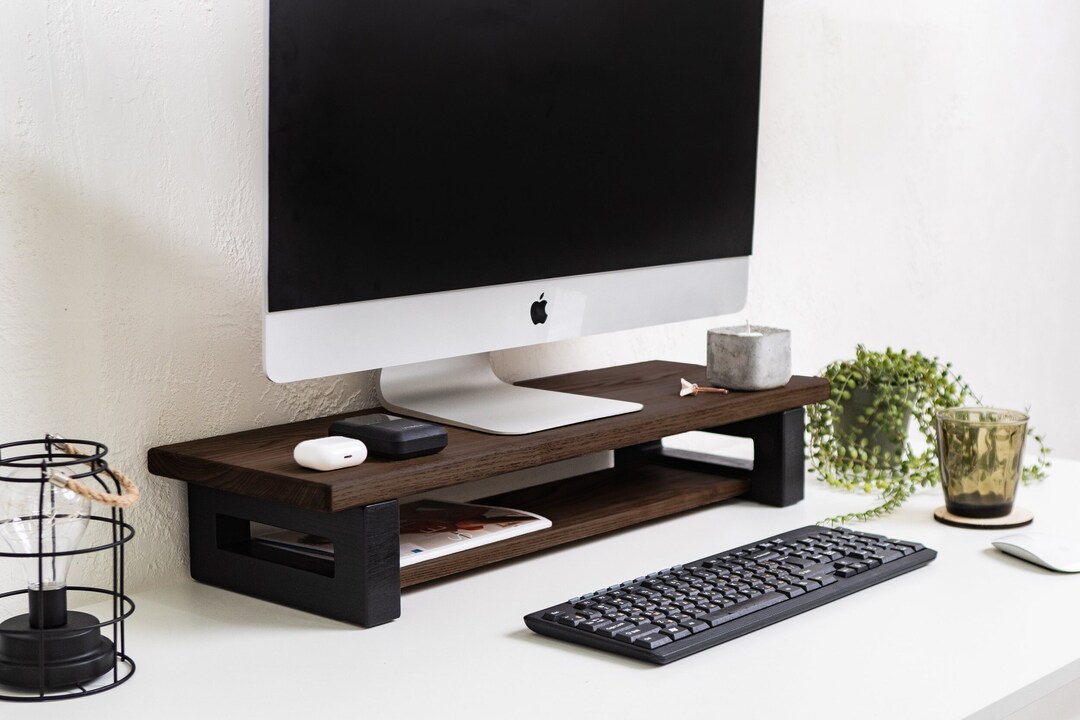 Solid Wood Monitor Stand, Monitor Riser, Dual Monitor Stand, Wooden ...