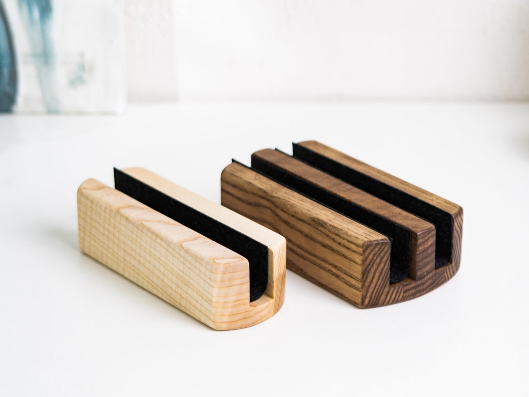 Personalized Wooden Laptop Stand, Dual Slot Ergonomic Desk Organizer ...