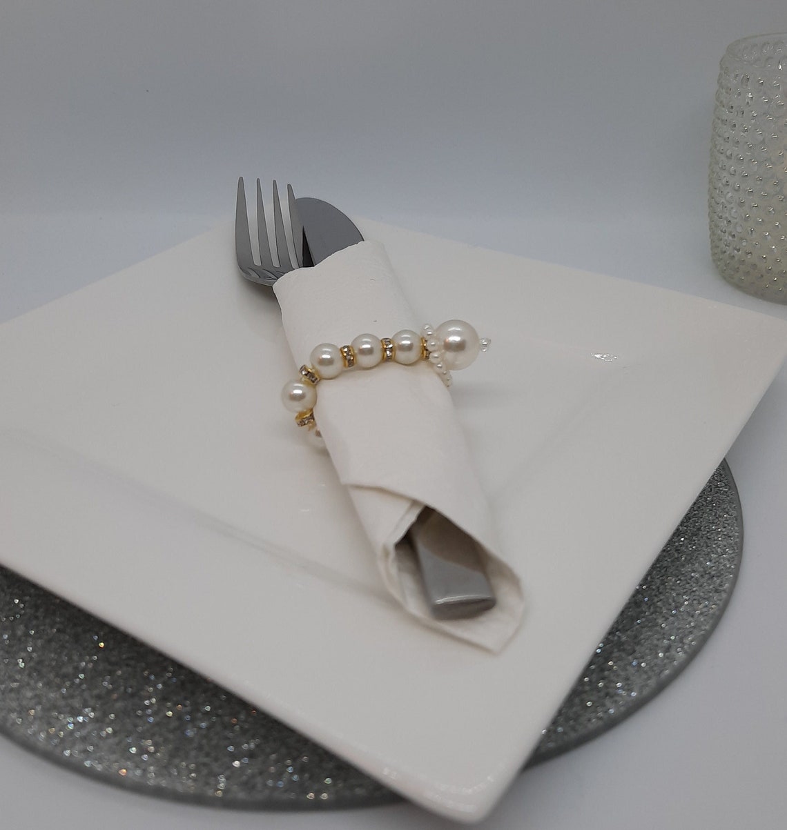 Wedding Napkin Rings Ivory Faux Pearls Table Decor Set of 6 - Etsy
