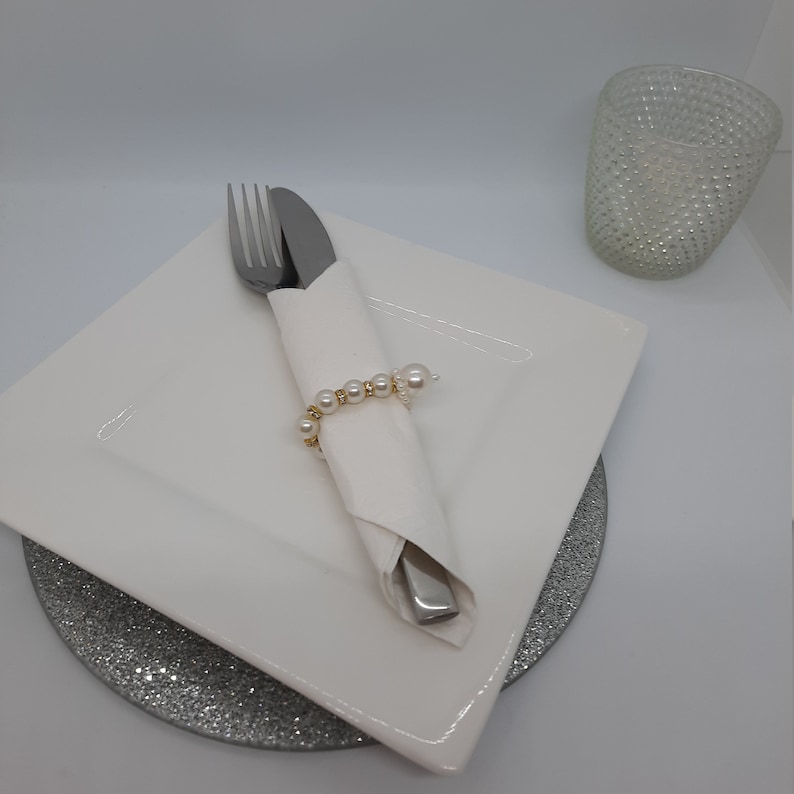 Wedding Napkin Rings Ivory Faux Pearls Table Decor Set of 6 - Etsy