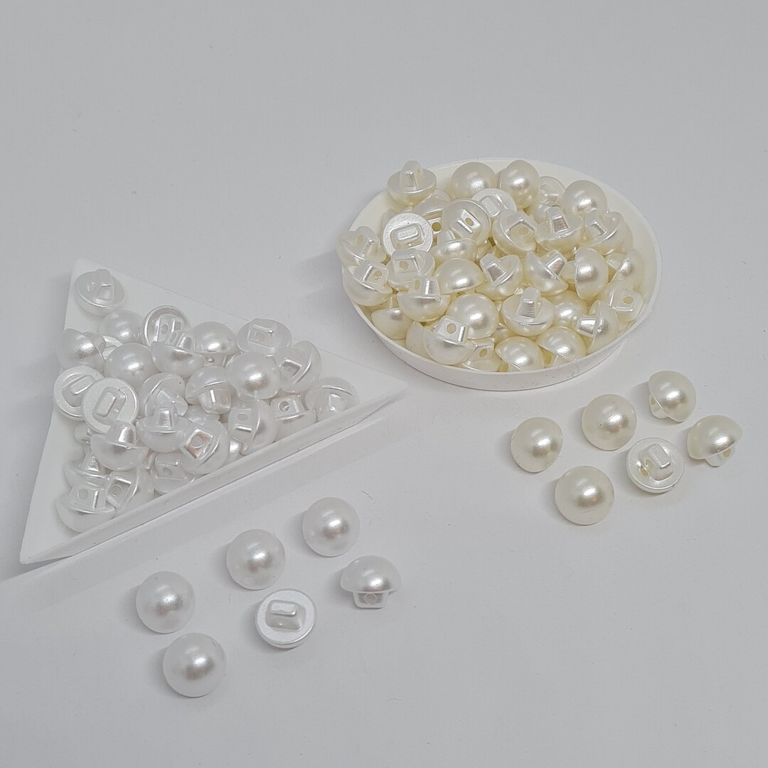 Pearl White Shank Buttons Set of 6 White or Ivory Bridal Acrylic ...