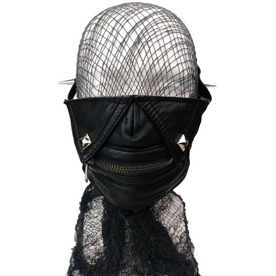 Beetlejuice zipper black face mask Halloween edgy gothic | Etsy