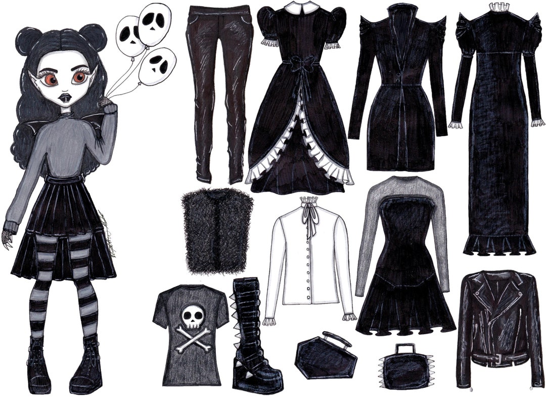 Art Print Goth Girl Closet, Fashion Illustration - Etsy
