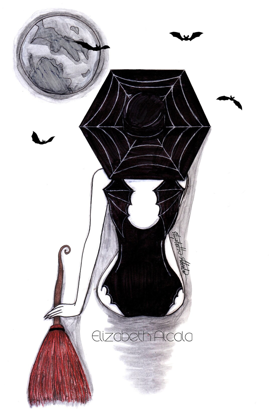 Art Print of at the Beach at Night Art Piece Beach, Witchy Art ...