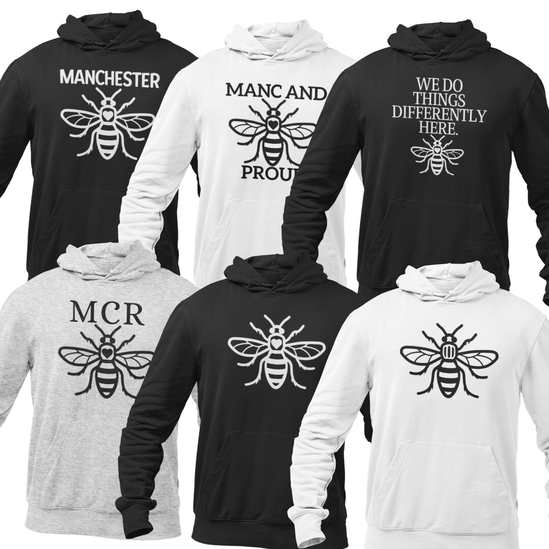 Manchester Bee Hoodie Hooded Sweatshirt Pullover / MCR BEE / Manc and ...
