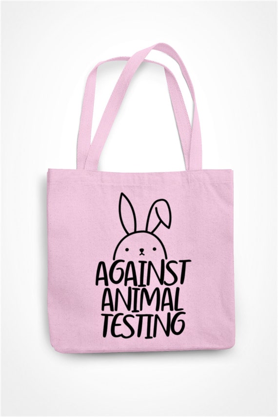Against Animal Testing Tote Bag Cute Rabbit Eco Shopping Bag | Etsy