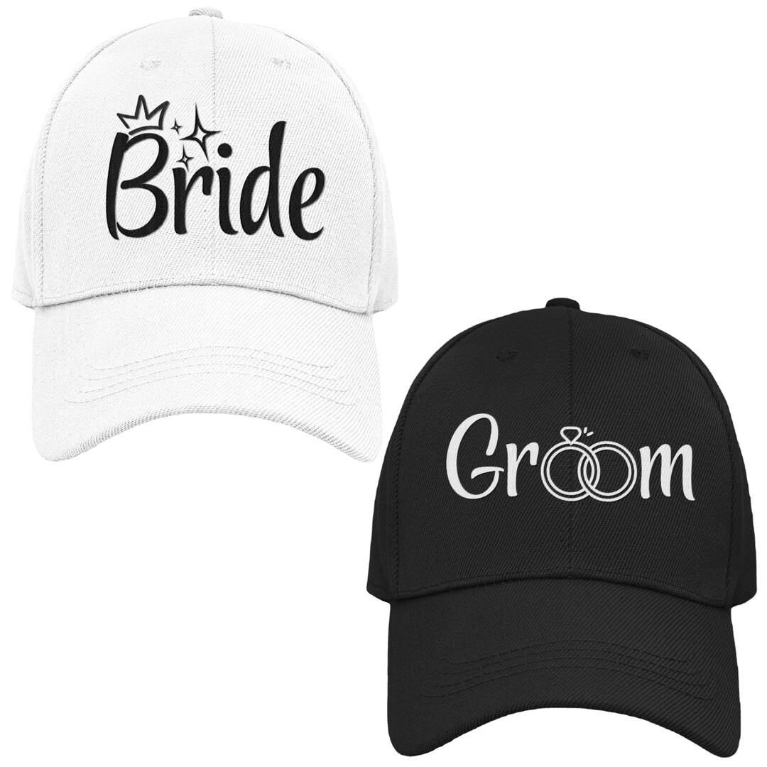 Bride Groom Caps Set / Engagement Wedding Honeymoon Gift / Groom Wife ...