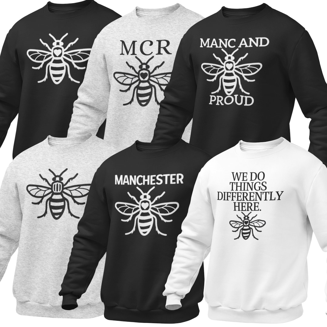 Manchester Bee Jumper Sweatshirt Pullover / MCR BEE / Manc and Proud ...