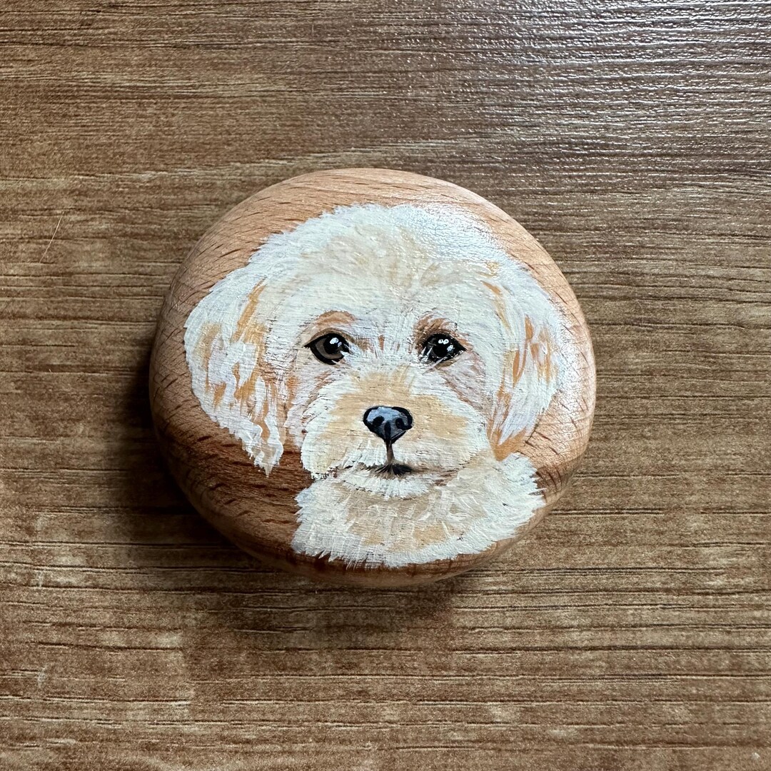 Hand Painted Cockapoo Wooden Pebble - Dog Paperweight - Apricot ...