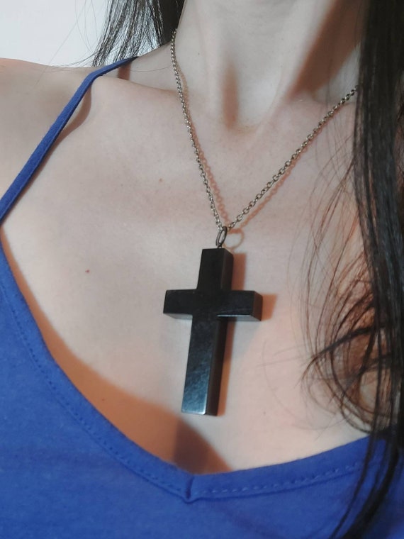 Rare Victorian Whitby Jet Gothic Cross Pendant. Origi… - Gem
