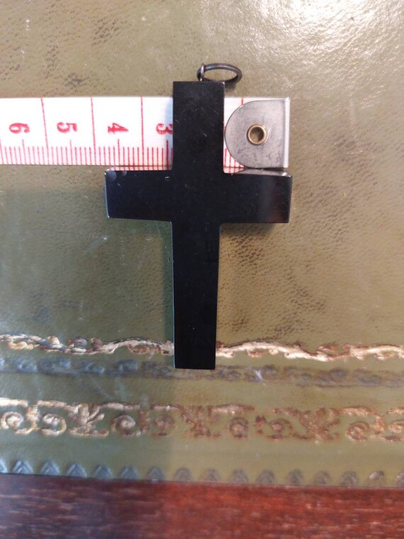 Rare Victorian Whitby Jet Gothic Cross Pendant. Origi… - Gem
