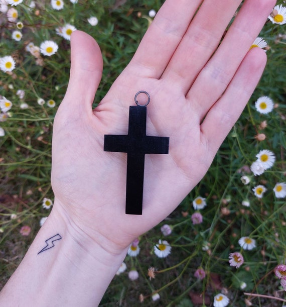 Rare Victorian Whitby Jet Gothic Cross Pendant. Origi… - Gem