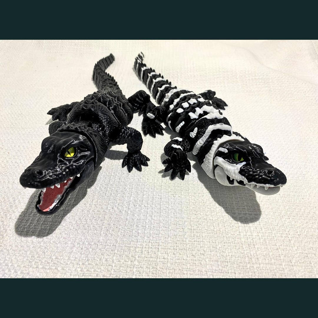 3D Articulated Printed Alligator With Opening Mouth and Glass Eyes ...