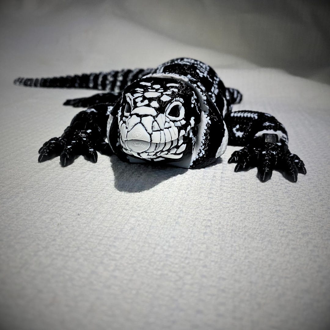 3D Articulated Black and White Tegu Realistic XL Large Size 3D Printed ...