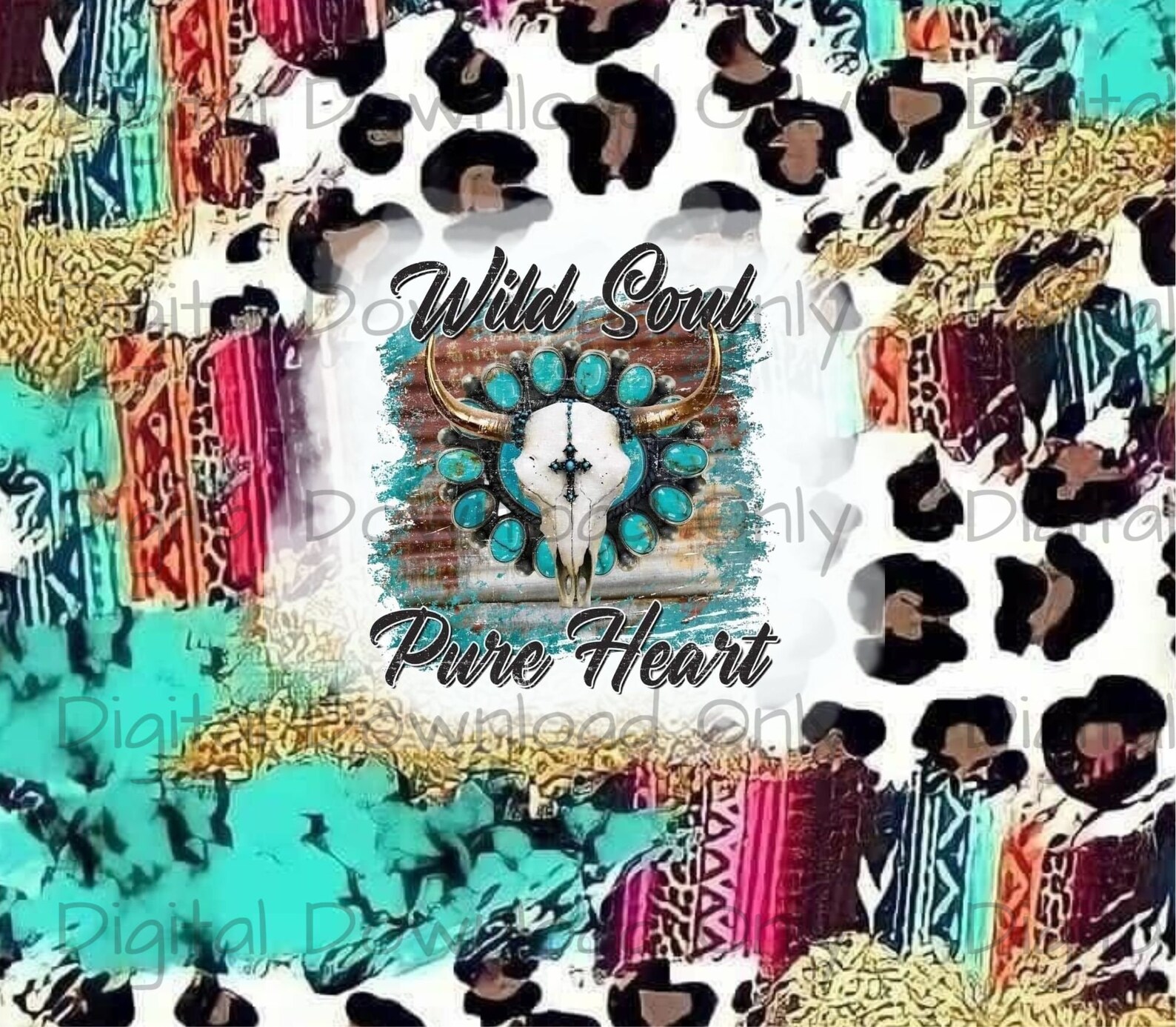 Wild Soul Cow Skull Western Tumbler Wrap, Cowhide, Boho, Skinny Tumbler ...