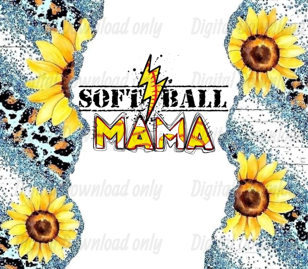 Softball Mama PNG Digital Design Cheetah Leopard Sunflower Digital Wrap ...