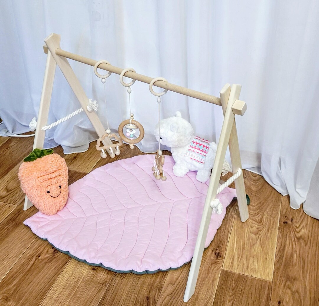 Wooden Baby Play Gym Stand: Adjustable Height, Folds Flat - Etsy