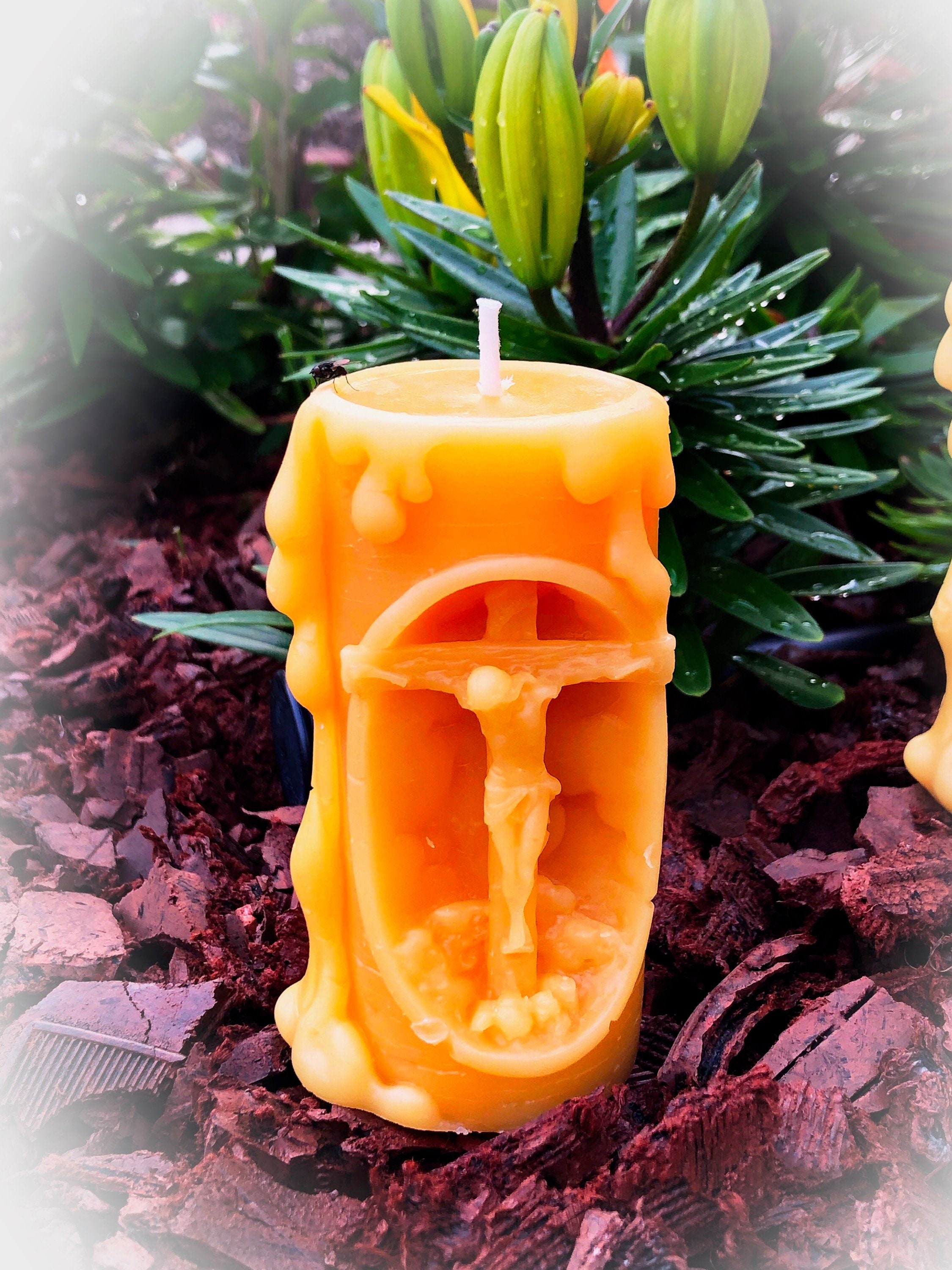 Beautiful Crucifix Candle Hand-poured 100% Unbleached Blessed - Etsy