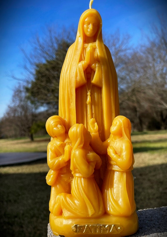 Our Lady of Fatima Figurine Candle 100% Natural Beeswax - Etsy