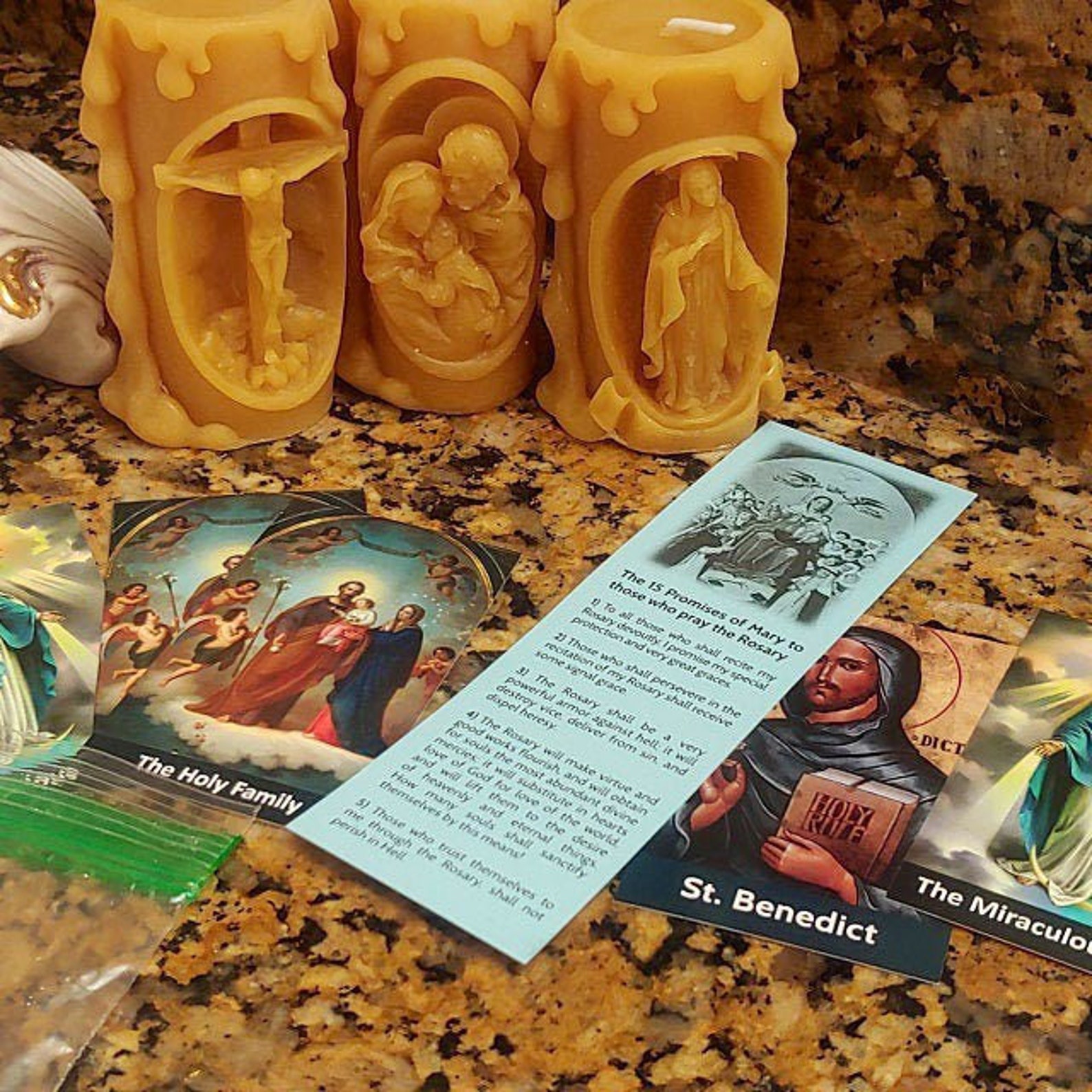 Beautiful Set of 3 Catholic Themed 100% Pure Beeswax Candles - Etsy