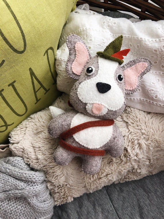 Gray felt dog / Dog toy for baby / Crib toys / Dog toys for | Etsy