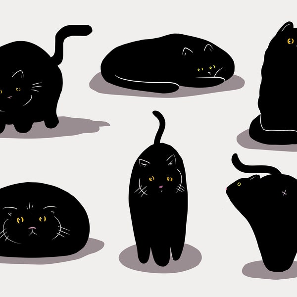 Black Cat Blob - Etsy