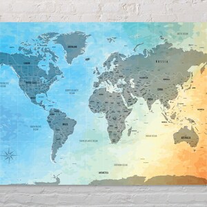 World Map Poster | Colorful Travel Map Wall Poster | World Cities ...