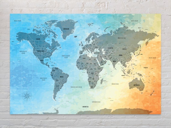 World Map Poster Colorful Travel Map Wall Poster World - Etsy