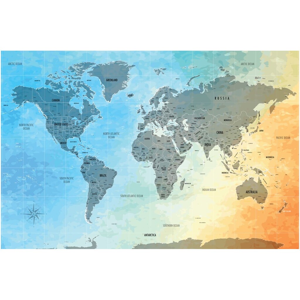 World Map Poster Colorful Travel Map Wall Poster World Cities, States ...