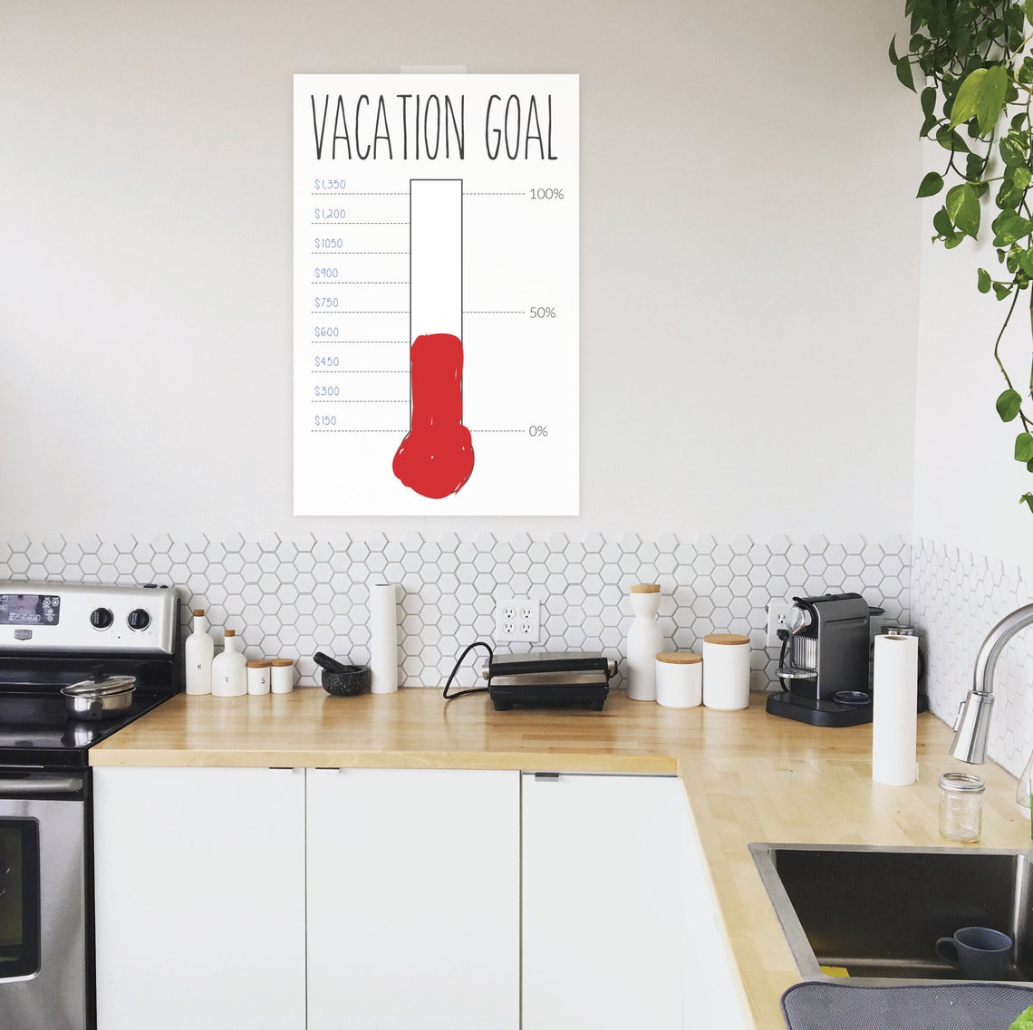 Vacation Goal Printable Poster Color in Thermometer Vacation Planning ...
