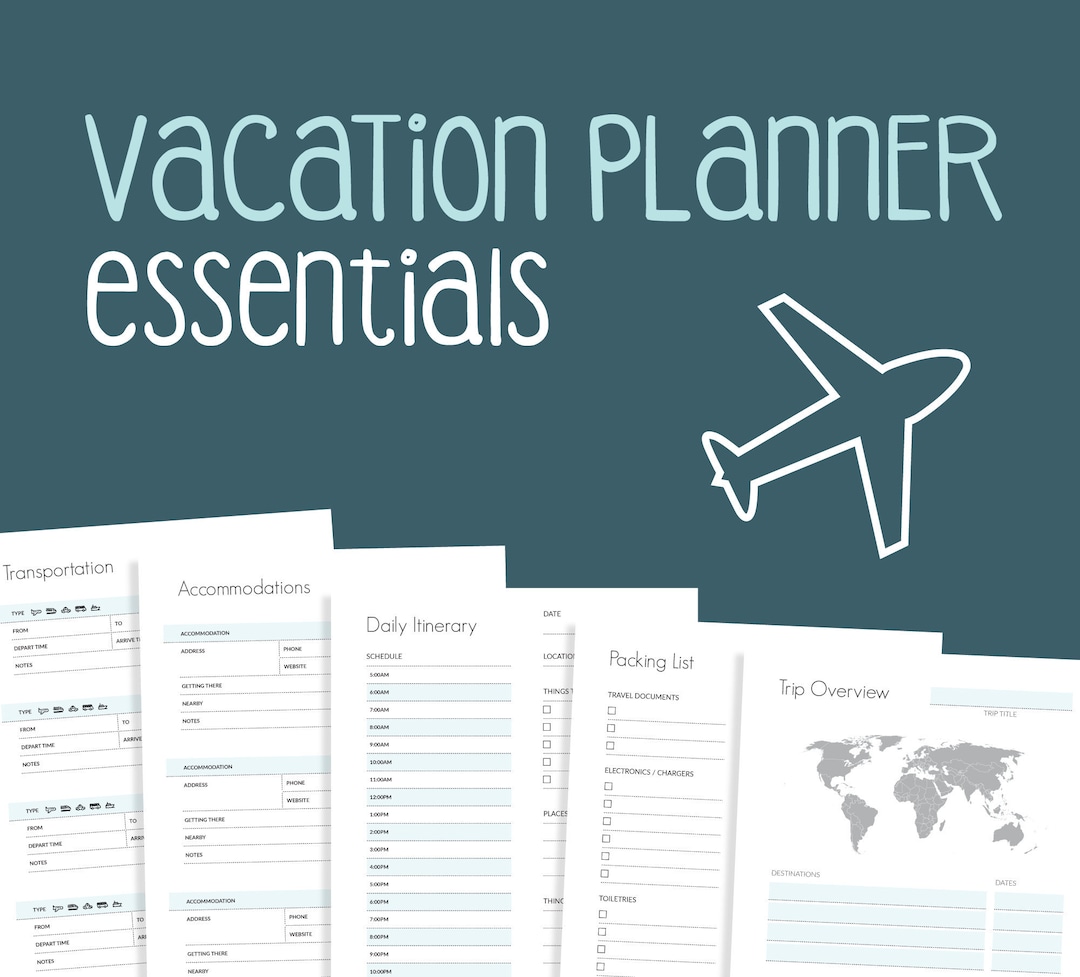 Vacation Planner Printable - Travel Planning Essentials - Packing List ...