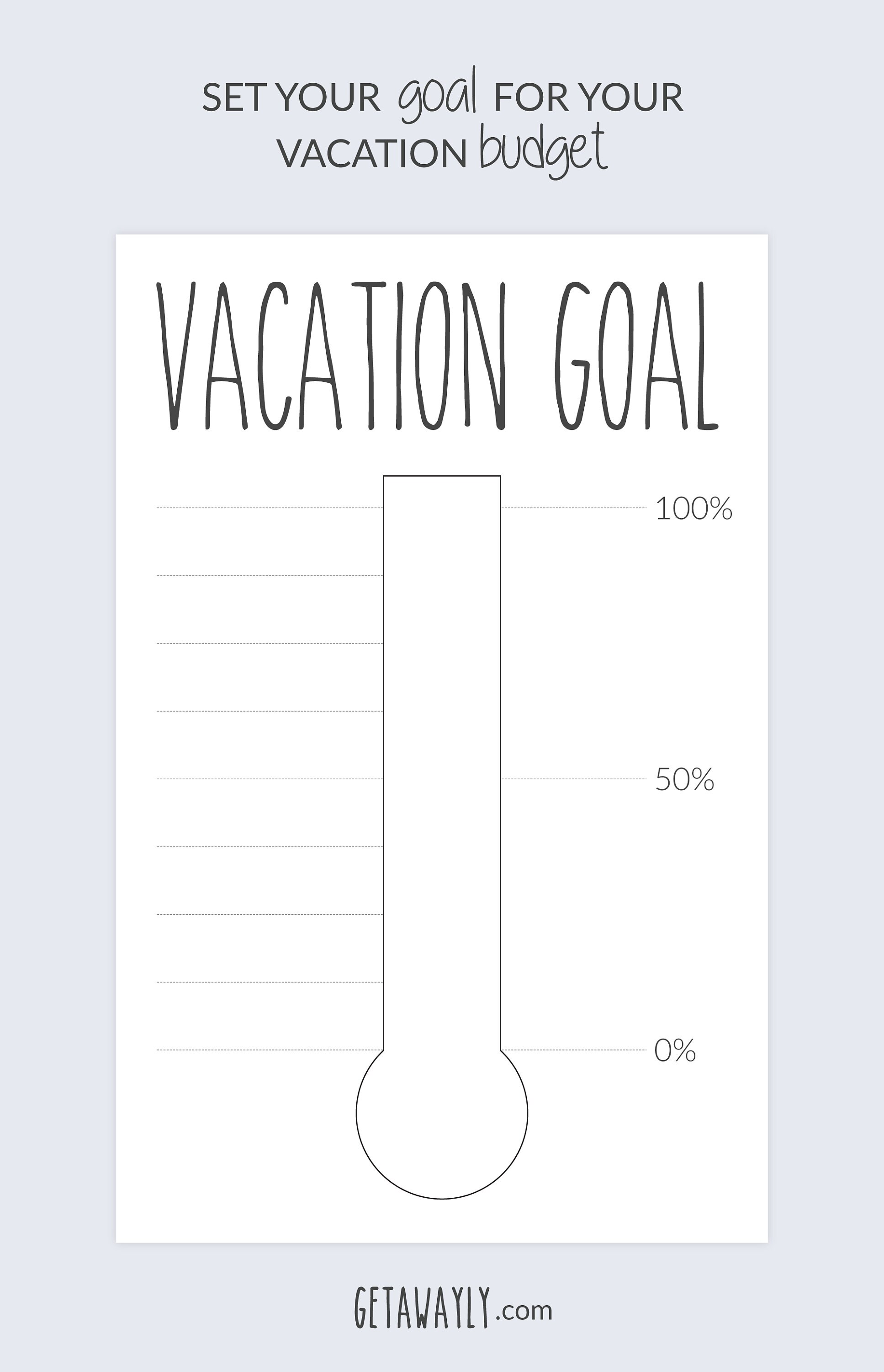 Vacation Goal Printable Poster - Color in Thermometer - Vacation ...