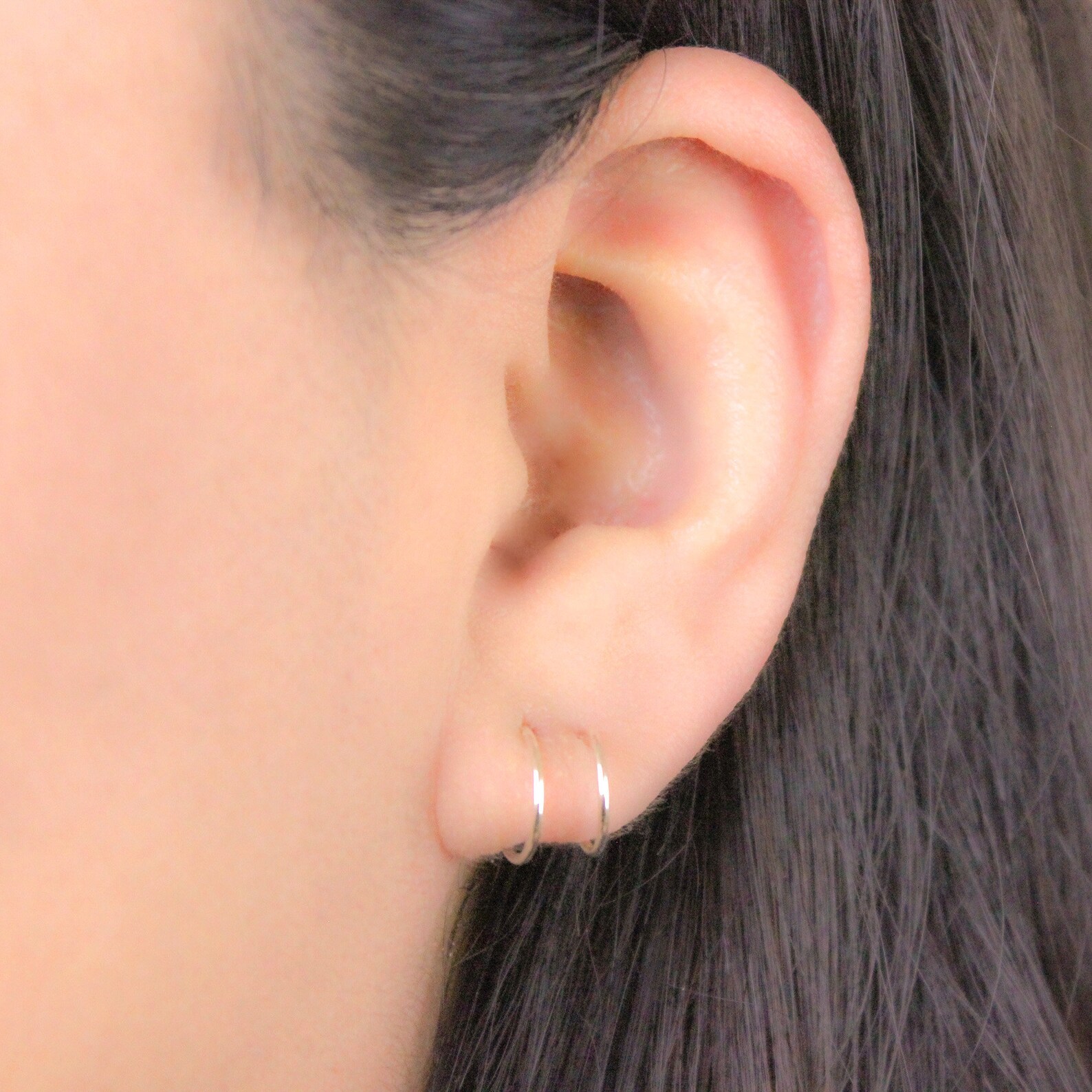 Fake Double Hoop Earrings for Single Pierced Ears in 14K Rose - Etsy