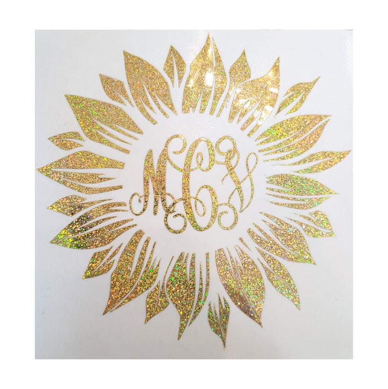 Custom Sunflower Monogram Vinyl Decal Sticker. Holographic or | Etsy